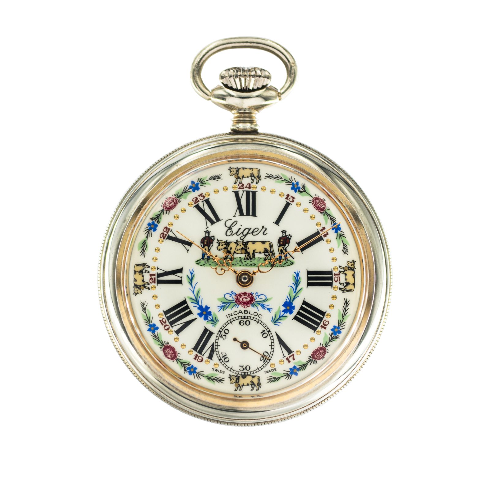 Vintage Eiger Farmer’s Pocket Watch in silver colored metal, 1970s ...