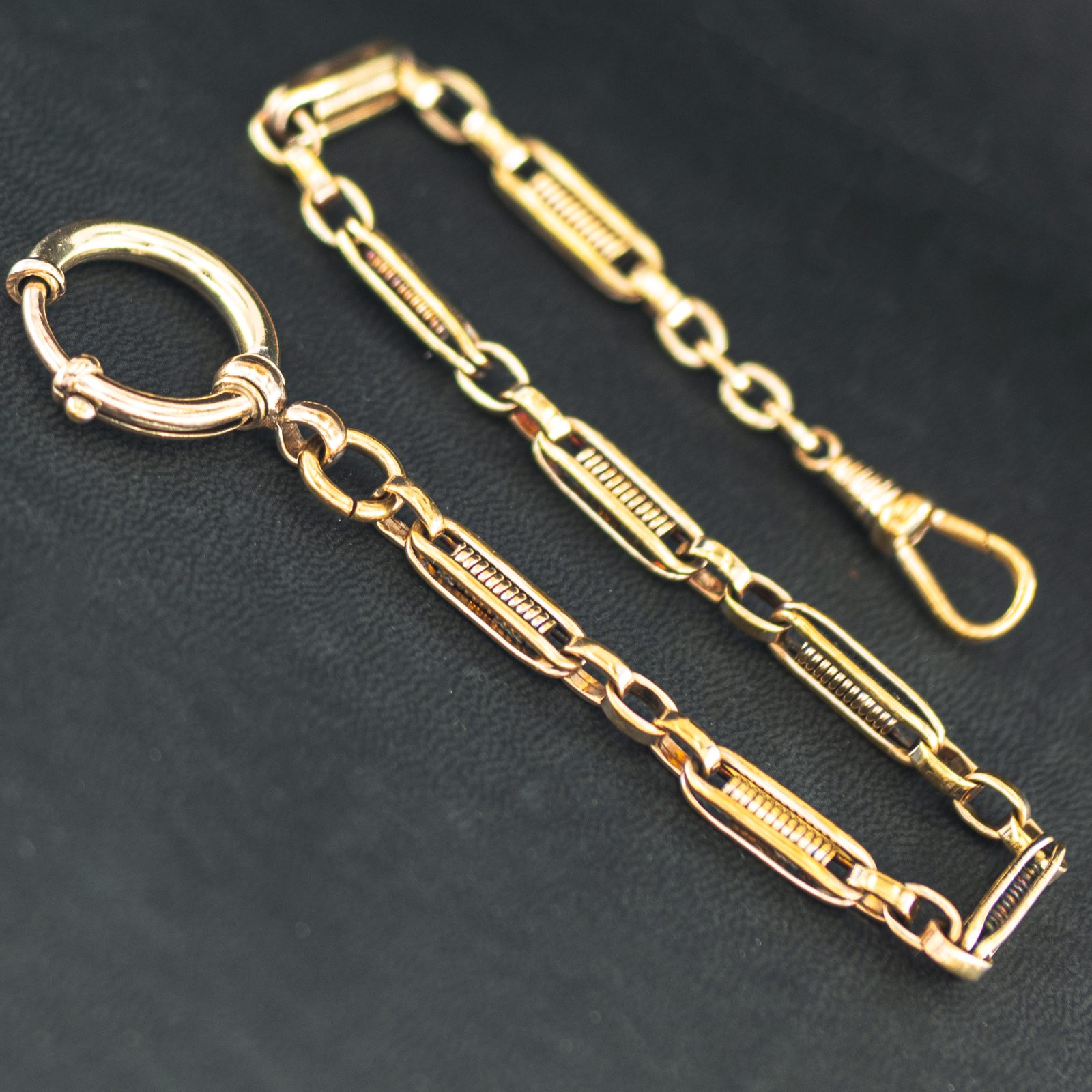 Antique pocket watch chain, gold plated link chain, early 1900s | Marcels Watch