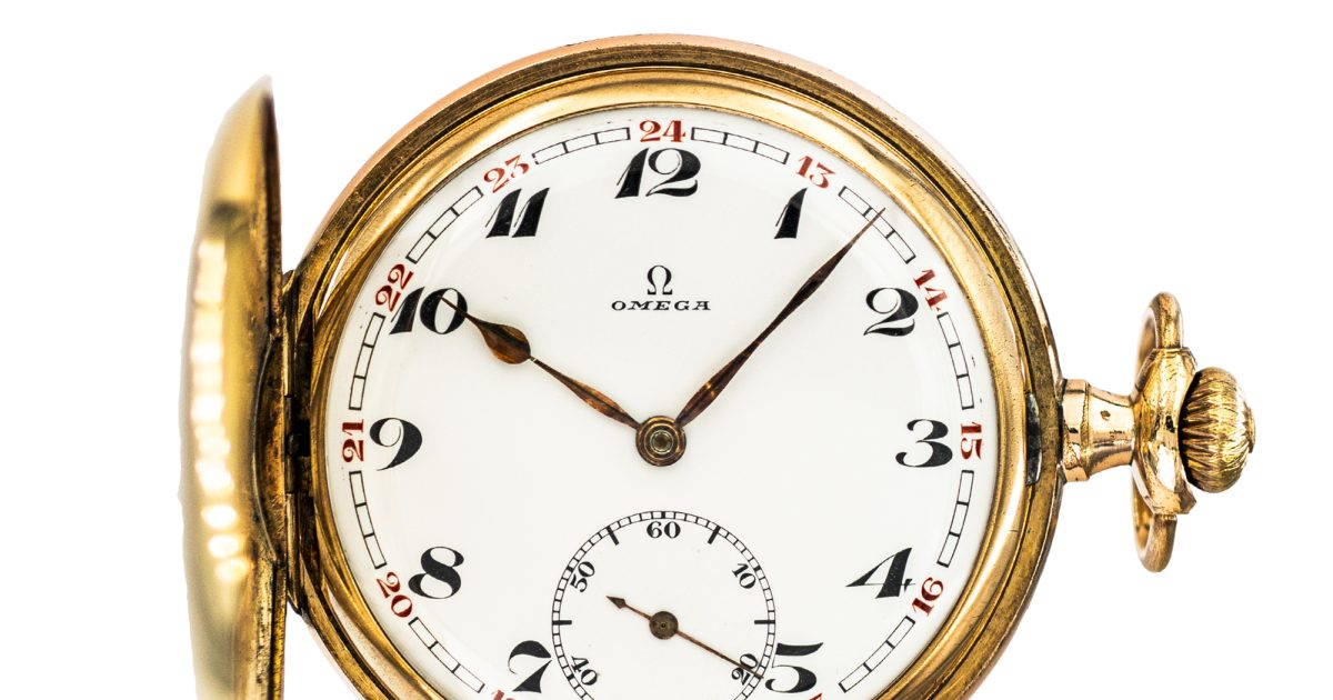 Antique Omega full hunter pocket watch, gold filled, 1928, 51 mm ...